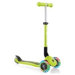 Dreiradscooter Globber "JUNIOR FOLDABLE LIGHTS, mit Leuchtrollen", grün (limettengrün), Scooter