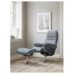 Relaxsessel stressless "Sunrise" Sessel Gr. Struktur fein JASMINE, Cross Base Wenge, Relaxfunktion-Drehfunktion-PlusTMSystem-Gleitsystem-BalanceAdaptTM, B/H/T: 92cm x 105cm x 80cm, blau (light blue jasmine) mit Hocker, Cross Base, Größe S, M & L, Holzakzent Wenge