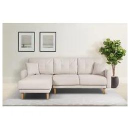 Ecksofa Home Affaire "Triplo, Zierkissen, Schlaffunktion, B/T/H: 234/164/89 cm, L-Form" Sofas Gr. B/H/T: 234cm x 89cm x 164cm, Struktur weich, Recamiere links, ohne Bettfunktion-ohne Bettkasten, beige wahlweise mit Bettfunktion und Bettkasten, Liegefläche 210132 cm