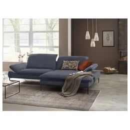 Ecksofa W.Schillig "enjoy&MORE" Sofas Gr. B/H/T: 294cm x 87cm x 185cm, Chenille-Flachgewebe R66, Recamiere rechts, mit Kopfteilverstellung-mit Armlehnenverstellung-mit Sitztiefenverstellung, blau (marine r66) Sitztiefenverstellung, Füße schwarz pulverbeschichtet, Breite 294 cm