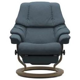 Relaxsessel stressless "Reno" Sessel Gr. ROHLEDER Stoff Q2 FARON, PowerTM Leg & Back-Classic Base Eiche, B/H/T: 88cm x 98cm x 77cm, blau (petrol q2 faron) elektrisch verstellbar, optional 2-motorisch, Größe M & L