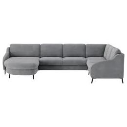 Sit & More Wohnlandschaft SIT & MORE "Soul U-Form" Sofas Gr. B/H/T: 372cm x 90cm x 227cm, Struktur, langer Schenkel rechts, mit Bettfunktion und Schubkasten, grau (stone) wahlweise mit Bettfunktion und Schubkasten