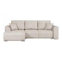 Ecksofa Inosign "Beatrice L-Form" Sofas Gr. B/H/T: 265cm x 86cm x 170cm, Luxus-Microfaser weich, Ottomane links, mit Bettfunktion-mit Bettkasten, beige (creme) wahlweise auch mit Bettfunktion und Bettkasten