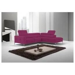 Ecksofa Egoitaliano "Claudie, Designsofa mit extrakomfortablem Sitzkomfort" Sofas Gr. B/H/T: 268cm x 97cm x 226cm, Luxus-Microfaser BLUSH, Recamiere rechts, mit Kopfteilverstellung, pink (fuchsia) Inkl. Kopfteilverstellung, L-Form