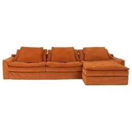 Big-Sofa furninova "Sake, Kuschel-Megasofa, Relaxsofa, leger und sehr bequem, viel Platz" Sofas Gr. B/H/T: 334cm x 95cm x 182cm, Cord, Recamiere rechts, ohne Bettfunktion, orange mit 6 Rückenkissen, abnehmbarer Hussenbezug, L-Form