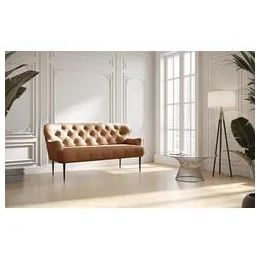 2,5-Sitzer Places of Style Sofas Gr. B/H/T: 173cm x 97cm x 87cm, Luxus-Microfaser Vintageoptik, braun (cognac) mit Knopfheftung,in verschieden Stoffarten