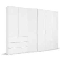 Drehtürenschrank Rauch "Wave", weiß (alpinweiß), B:297cm H:222cm T:60cm, Holzwerkstoff, Schränke, in 2 unterschiedlichen Tiefen, mit Soft-Close Funktion