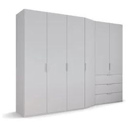 Drehtürenschrank Rauch "Wave", grau (seidengrau), B:297cm H:222cm T:60cm, Holzwerkstoff, Schränke, in 2 unterschiedlichen Tiefen, mit Soft-Close Funktion