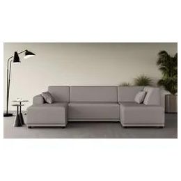 Wohnlandschaft Home Affaire "TAMMO" Sofas Gr. B/H/T: 296 cm x 80 cm x 162 cm, Struktur, Recamiere links, grau (taupe) U-Form