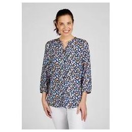 Klassische Bluse Rabe "Rabe Hemdbluse mit Stehbund" Gr. 40, blau (dunkelblau) Damen Blusen