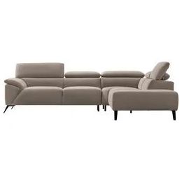 Ecksofa NICOLETTI HOME Sofas Gr. B/H/T: 287cm x 72cm x 227cm, Leder TOUCH, Ottomane rechts, braun (taupe scuro) Breite 287 cm, verstellbare Kopfstütze, Ottomane links oder rechts