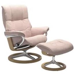 Relaxsessel stressless "Mayfair" Sessel Gr. ROHLEDER Stoff Q2 FARON, Signature Base Eiche, Relaxfunktion-Drehfunktion-PlusTMSystem-Gleitsystem-BalanceAdaptTM, B/H/T: 92cm x 103cm x 79cm, pink (light q2 faron) mit Hocker, Signature Base, Größe S, M & L, Gestell Eiche