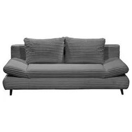 Schlafsofa ED EXCITING DESIGN "Sunny 2" Sofas Gr. B/H/T: 212cm x 88cm x 101cm, Cord, inkl. 2 Rückenkissen-inkl. Schlaffunktion mit Liftbeschlag-inkl. Bettkasten-Rücken echt bezogen-inkl. 2 Armteilverstellungen, grau (anthrazit) frei im Raum stellbar, mit Bettkasten, Schlaffunktion & 2 Rückenkissen