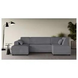 Wohnlandschaft Home Affaire "TAMMO" Sofas Gr. B/H/T: 296 cm x 80 cm x 162 cm, Cord, Recamiere links, grau U-Form