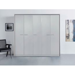 Drehtürenschrank Rauch "Oteli" Schränke Gr. B/H/T: 230 cm x 231 cm x 58 cm, ohne Beleuchtung, 5 St., grau (seidengrau) inkl. Passepartout optional mit Beleuchtung