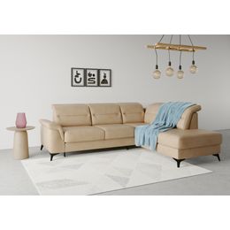 Sit & More Ecksofa SIT & MORE "Sinatra L-Form", braun (macchiato), B:251cm H:85cm T:220cm, 100% Polyester, Sofas, Ecksofa, mit Ottomane, optional mit Kopfteilverstellung und Armteilfunktion