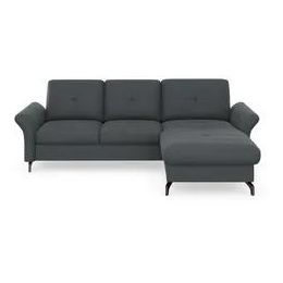 Ecksofa Places of Style "Calando L-Form", grau (dunkelgrau), B:258cm H:91cm T:165cm, 100% Polyester, Sofas, wahlweise mit Bettfunktion, Bettkasten und Armteilfunktion