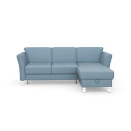 Sit & More Ecksofa SIT & MORE "Visby L-Form", blau (hellblau), B:248cm H:87cm T:162cm, Sofas, Ecksofa, wahlweise mit Bettfunktion und Bettkasten, frei im Raum stellbar