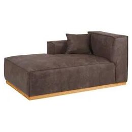 Recamiere Home Affaire "Terry" Sofas Gr. B/H/T: 99cm x 75cm x 165cm, Luxus-Microfaser, Recamiere links, Armteil links, braun (dunkelbraun) Longchair Sofas mit offener Kedernaht und Holzuntergestell