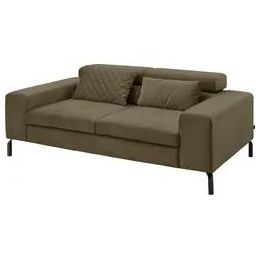 2-Sitzer "Felicia Due", grün (oliv), B:192cm H:40cm T:111cm, 100% Polyester, Gallery M BRANDED BY MUSTERRING, Sofas, Wahlweise mit Sitzvorzug, inklusive Kopfteilverstellung