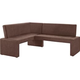 Eckbank Home Affaire "Barcelona", braun, B:200cm H:88cm T:160cm, Massivholz, Holzwerkstoff, Polyester, Sitzbänke, In verschiedenen Stoffen und Farben