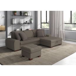 Sit & More Ecksofa SIT & MORE "Luxor L-Form", beige (dunkelbeige), B:275cm H:82cm T:173cm, Luxus-Microfaser ALTARA NUBUCK (100% Polyester);Soft clean (98% Polyester, 2% Polyamid);Struktur fein (100% Polyester), Sofas, Ecksofa, wahlweise mit Bettfunktion, Bettkasten und Kopfteilverstellung