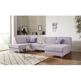 Sit & More Wohnlandschaft SIT & MORE "Clio U-Form", silber, B:319cm H:89cm T:190cm, Sofas, Wohnlandschaft, wahlweise mit Bettfunktion und Bettkasten, inklusive Federkern