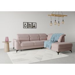Sit & More Ecksofa SIT & MORE "Sinatra L-Form", lila (flieder), B:251cm H:85cm T:220cm, 90% Polyester, 10% Polyamid, Sofas, Ecksofa, mit Ottomane, optional mit Kopfteilverstellung und Armteilfunktion
