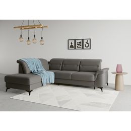 Sit & More Ecksofa SIT & MORE "Sinatra L-Form", grau (fango), B:251cm H:85cm T:220cm, 100% Polyester, Sofas, Ecksofa, mit Ottomane, optional mit Kopfteilverstellung und Armteilfunktion