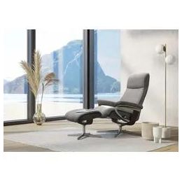 Relaxsessel stressless "View" Sessel Gr. Struktur fein JASMINE, Cross Base Braun, Relaxfunktion-Drehfunktion-PlusTMSystem-Gleitsystem-BalanceAdaptTM, B/H/T: 82cm x 109cm x 81cm, grau (grey jasmine) mit Cross Base, Größe S, M & L, Holzakzent Braun