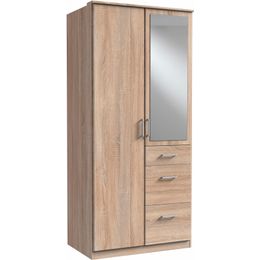 Kleiderschrank wimex "Click" Schränke Gr. B/H/T: 90 cm x 199 cm x 58 cm, 2 St., braun (struktureichefarben hell) Drehtürenschrank Kleiderschrank Schränke mit Spiegel