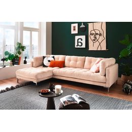 Ecksofa TRENDS BY HG "Landau L-Form", beige (cream), B:275cm H:75cm T:158cm, Sofas, Ecksofa, in Cord-Stoff mit Metallfu&szlig;