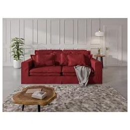 4-Sitzer Home Affaire "ALISSAS mit vielen Kissen, Biesen an den Kissen" Sofas Gr. B/H/T: 240cm x 94cm x 146cm, Samtvelours, rot Hussenoptik, mit kleinen Taschen an der Seite zum Verstauen