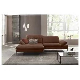 Ecksofa W.Schillig "enjoy&MORE" Sofas Gr. B/H/T: 294cm x 87cm x 185cm, Chenille-Flachgewebe R66, Recamiere links, mit Kopfteilverstellung-mit Armlehnenverstellung-mit Sitztiefenverstellung, braun (copper r66) Sitztiefenverstellung, Füße schwarz pulverbeschichtet, Breite 294 cm