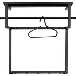 Garderobenleiste SPINDER DESIGN, schwarz, B:76cm H:76cm T:34cm, Metall, Garderobenhalter, Metall, Familien-Garderobe, 10 Haken, 34 cm tief, trendige Farbe