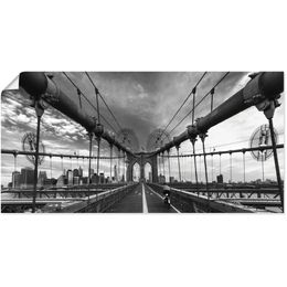 Wandbild Artland "Brooklyn Bridge New York III" Bilder Gr. B/H: 150 cm x 75 cm, Poster Brücken, 1 St., schwarz Kunstdrucke als Leinwandbild, Poster in verschied. Größen