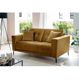 2-Sitzer TRENDS BY HG "Barcelona", gelb (senf), B:166cm H:86cm T:89cm, Sofas, mit Metallfu&szlig;, frei im Raum stellbar