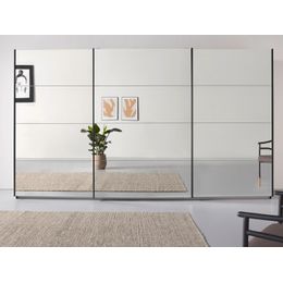 Schwebetürenschrank Rauch "Oteli" Schränke Gr. B/H/T: 360 cm x 210 cm x 62 cm, 3 St., grau (graumetallic) mit Spiegelfront, inkl. Wäscheeinteilung 3 Innenschubladen