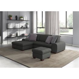 Sit & More Ecksofa SIT & MORE "Luxor L-Form", grau (graphite), B:275cm H:82cm T:173cm, Luxus-Microfaser ALTARA NUBUCK (100% Polyester);Soft clean (98% Polyester, 2% Polyamid);Struktur fein (100% Polyester), Sofas, Ecksofa, wahlweise mit Bettfunktion, Bettkasten und Kopfteilverstellung