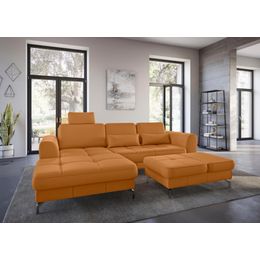 Sit & More Ecksofa SIT & MORE "Bendigo L-Form", gelb (curry), B:284cm H:84cm T:175cm, Sofas, Ecksofa, inklusive Sitztiefenverstellung, Bodenfreiheit 12 cm, in 2 Fu&szlig;farben