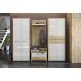 Garderoben-Set Home Affaire "Gala" Kastenmöbel-Sets Gr. B/H/T: 226 cm x 192 cm x 36 cm, beige (beige hg, pacific walnuss decor) Garderoben-Sets Soft-Close Funktion, Hochglanz UV lackiert