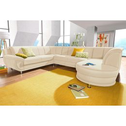 Wohnlandschaft Trendmanufaktur "Rondo, U-Form", beige (creme), B:320cm H:85cm T:94cm, Softlux-Kunstleder;Primabelle-Microfaser;NaturLeder (handschuhweiches Rindsleder in Sitz und Rücken mit SOFTLUX-Kunstleder als Korpus-Bezug);Struktur (23% Polyacryl, 77% Polyester), Sofas, inkl.Federkern, wahlweise mit Bettfunktion