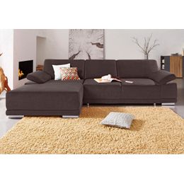 Sit & More Ecksofa SIT & MORE "Coria L-Form", braun, B:282cm H:80cm T:162cm, Kunstleder SOFTLUX;Struktur ( 100% Polyester);Struktur fein ( 90% Polyester; 10% Polyamid);Luxus-Microfaser ALTARA NUBUCK (100% Polyester), Sofas, Ecksofa, mit XL-Recamiere, wahlweise mit Bettfunktion