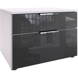 Nachtkommode wimex "Level36 C by fresh to go" Sideboards Gr. B/H/T: 54 cm x 39 cm x 41 cm, 2 St., weiß (weiß, glas grey) mit Glaselementen auf der Front, soft-close Funktion, 54cm breit