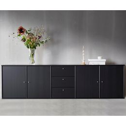 Sideboard HAMMEL FURNITURE "Mistral, Hochwertig Schrank, hängend/stehend montierbar" Sideboards Gr. B/H/T: 220 cm x 61 cm x 42 cm, 3, schwarz (schwarz gebeizt) mit Türen und Schubladen, B: 220 cm, anpassungsbar Designmöbel