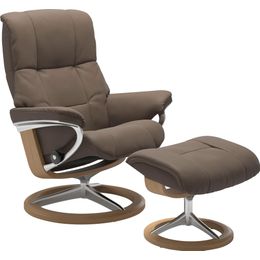 Fußhocker stressless "Mayfair" Hocker Gr. B/H/T: 55 cm x 41 cm x 39 cm, Leder BATICK, Signature Base Eiche, braun (mole batick) Fußhocker mit Signature Base, Gestell Eiche