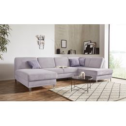 Sit & More Wohnlandschaft SIT & MORE "Clio U-Form", silber, B:319cm H:89cm T:190cm, Sofas, Wohnlandschaft, wahlweise mit Bettfunktion und Bettkasten, inklusive Federkern