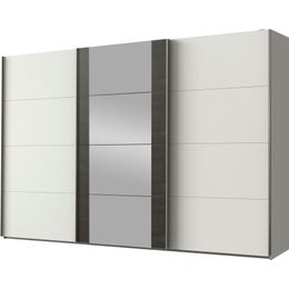 Schwebetürenschrank wimex "Bern Schiebetürenschrank TOPSELLER" Schränke Gr. B/H/T: 360 cm x 236 cm x 64 cm, 3 St., weiß (weiß, raw steel) Schwebetürenschränke und Schiebetürenschränke Schrank mit zusätzlicher Innenausstattung, Garderobe Bestseller