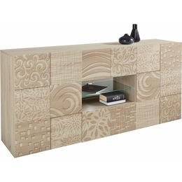 Sideboard Inosign "Miro" Sideboards braun (eichefarben sägerau mit siebdruck) Breite 181 cm dekorativem Siebdruck