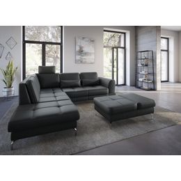 Sit & More Ecksofa SIT & MORE "Bendigo L-Form", schwarz, B:258cm H:84cm T:226cm, Sofas, Ecksofa, inklusive Sitztiefenverstellung, Bodenfreiheit 12 cm, in 2 Fu&szlig;farben